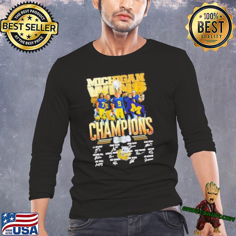 Michigan wins CFP National Champions 2024 player signatures logo shirt ...